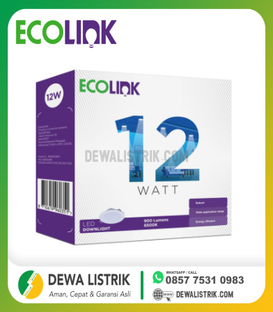 [ 929002086791 ] Lampu Downlight LED Panel 12W Warna Putih 220-240V, ECOLINK LED9/CW D125 | Dewa ...