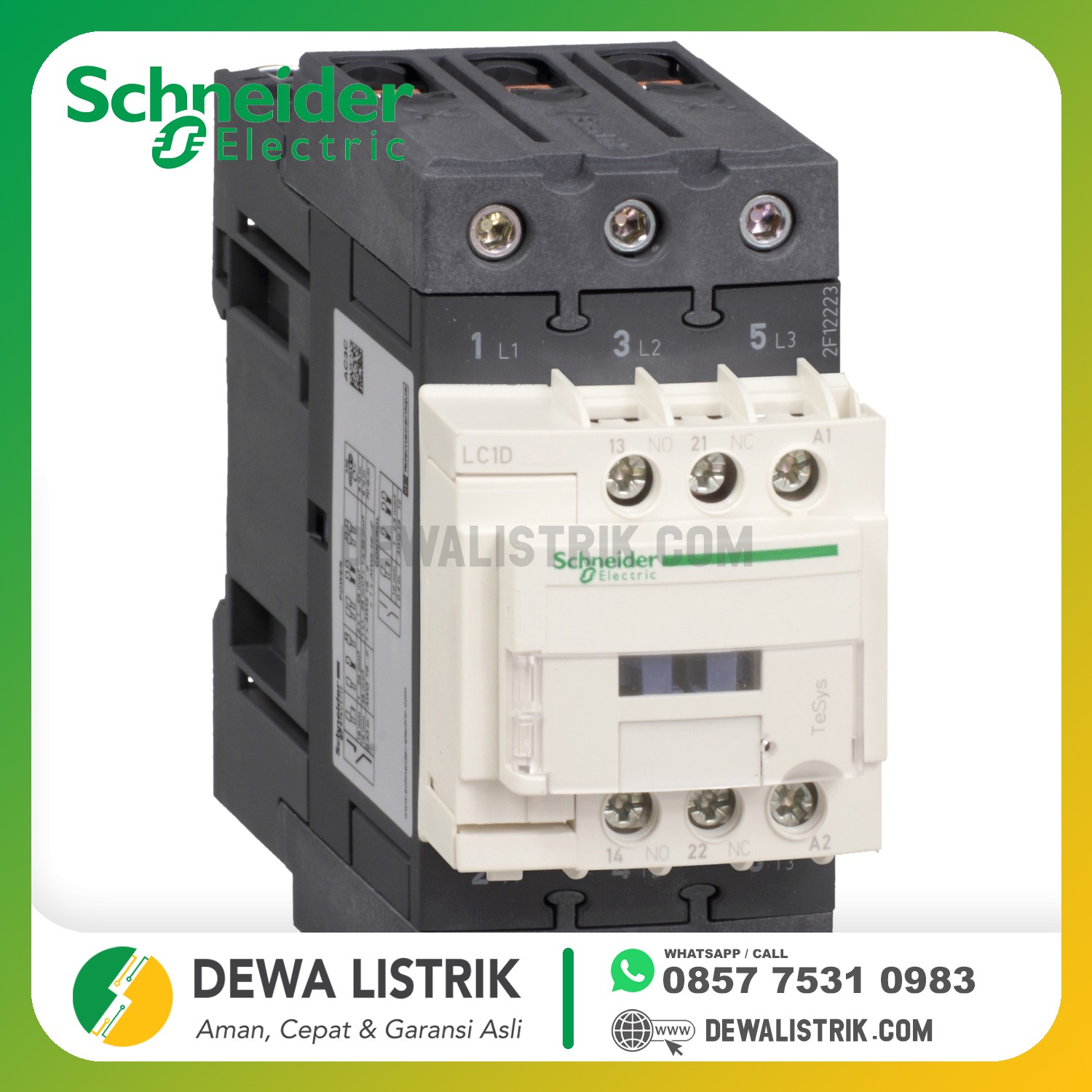 [ LC1D65AE7 ] 3P EVERLINK KONTAKTOR / CONTACTOR AC3 440V | Dewa Listrik