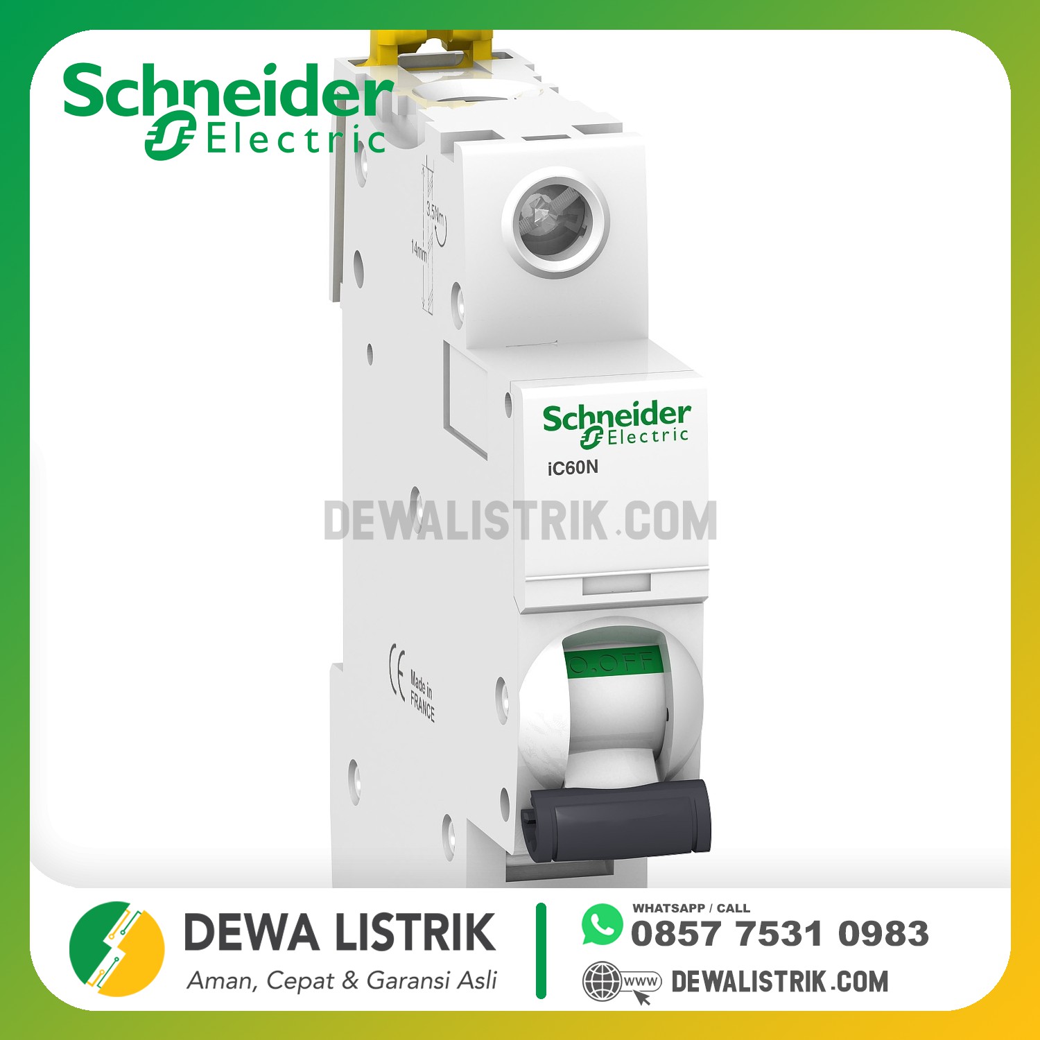 [ A9F74101 ] ACTI9 IC60N 1P 1A C MCB | Dewa Listrik