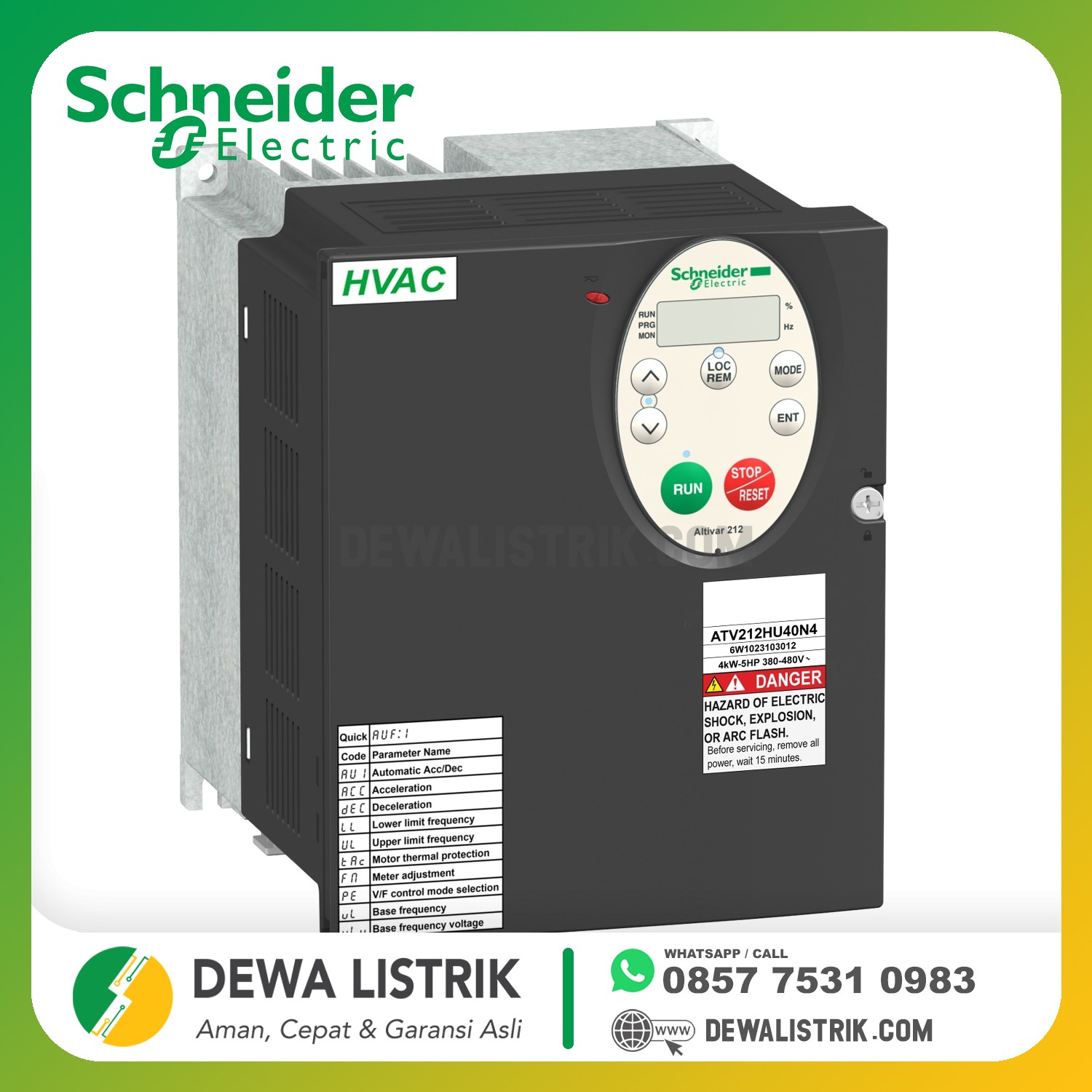 [ ATV212HU55N4 ] ATV212 5.5 KW 7.5HP 480V 3PH E | Dewa Listrik